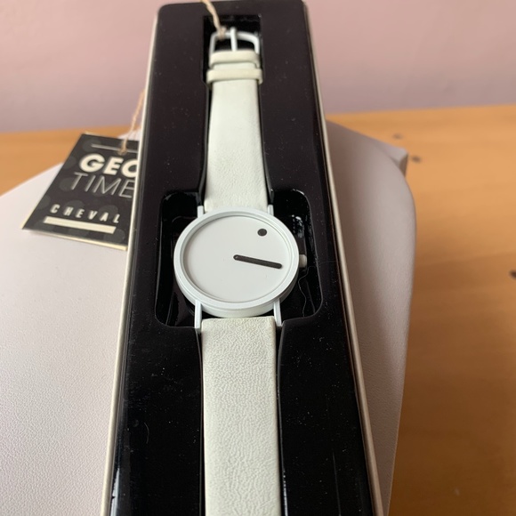 Accessories | Vintage Geo Time Genuine Leather White Watch | Poshmark